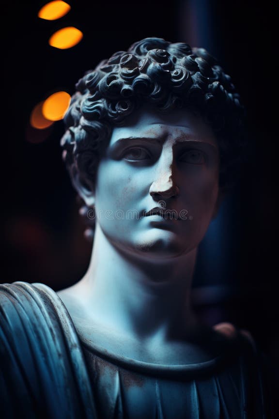 Dramatic Portrait of a Classical Sculpture Stock Illustration ...