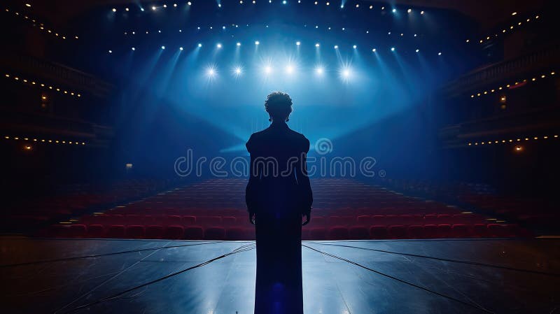 Dramatic Portrait of a Musician Backstage, Illuminated by a Single ...