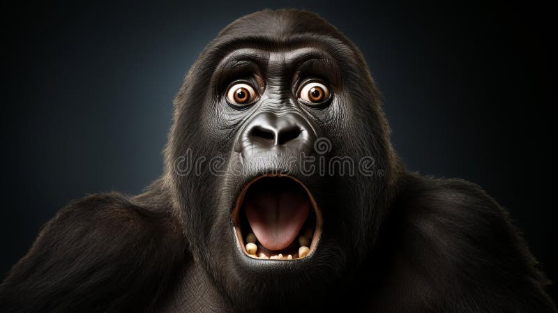 Dramatic Portrait of a Surprised Gorilla in Exquisite Detail Stock ...