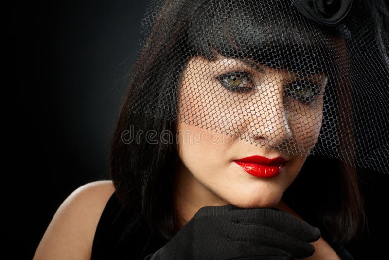 Dramatic Portrait of Young Woman in Veil Stock Image - Image of ...