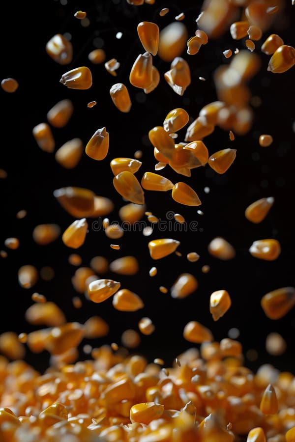 Suspended Animation of Corn Kernels in Darkness Stock Illustration ...