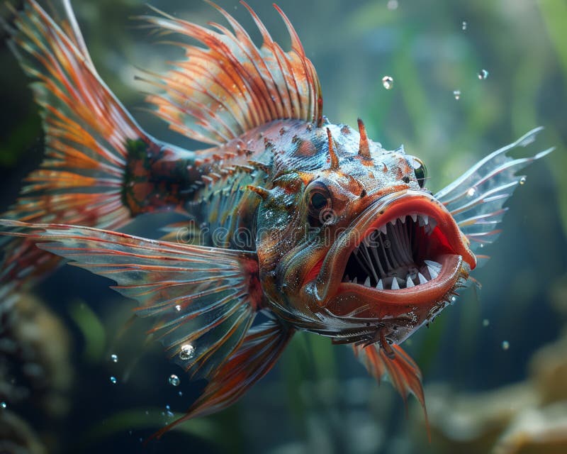 Dramatic Portrayal of a Dragonfish in Mid-jump from a Water Pool Sharp ...