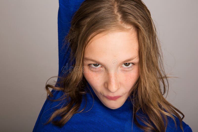 Dramatic Pose for Young Girl Stock Photo - Image of portrait, smiling ...