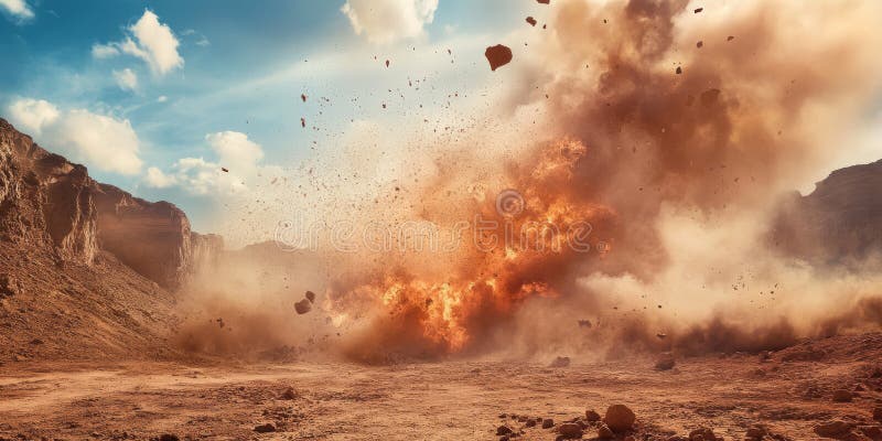A Dramatic and Powerful Explosion Occurs in an Expansive Desert ...