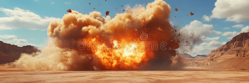 A Dramatic and Powerful Explosion Taking Place in a Stunning Desert ...