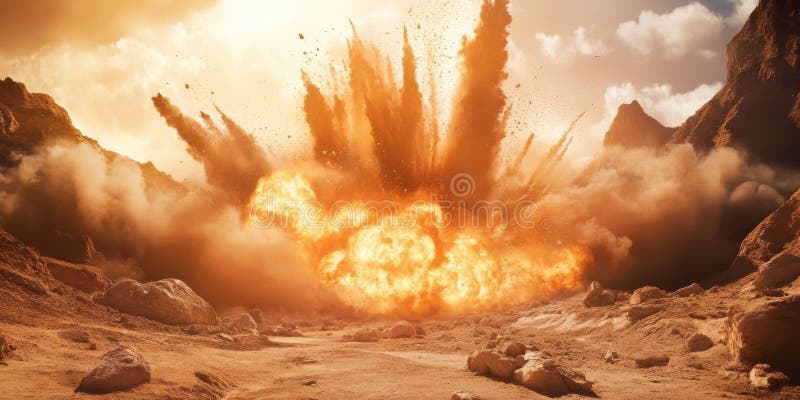 A Dramatic and Powerful Explosion Unfolds in a Stunning Desert ...