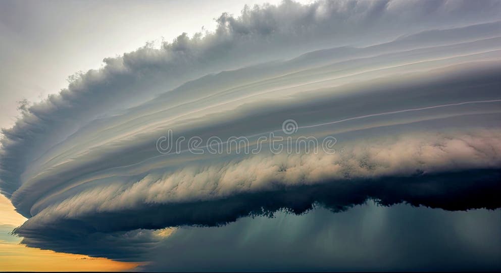 Rolling Storm Cloud Front Approaching from the Horizon with Heavy ...