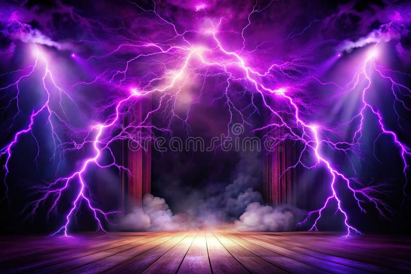 Dramatic Purple Lightning Smoke Stage Background a HyperRealistic ...