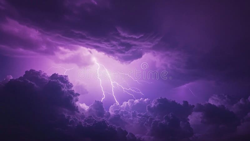 Dramatic Purple Lightning Storm Cloudscape, Nature High Quality Image ...