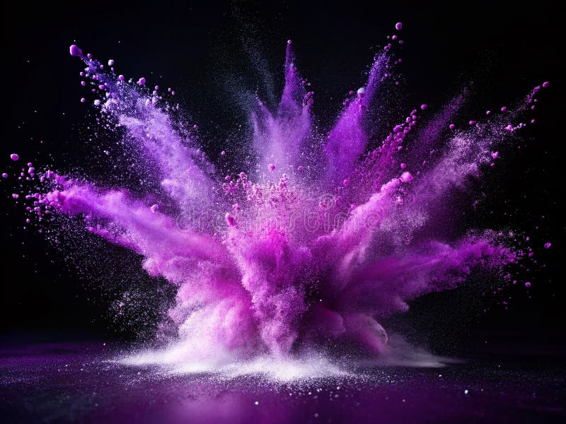 Dramatic Purple Powder Explosion Double Exposure a Stunning Visual ...