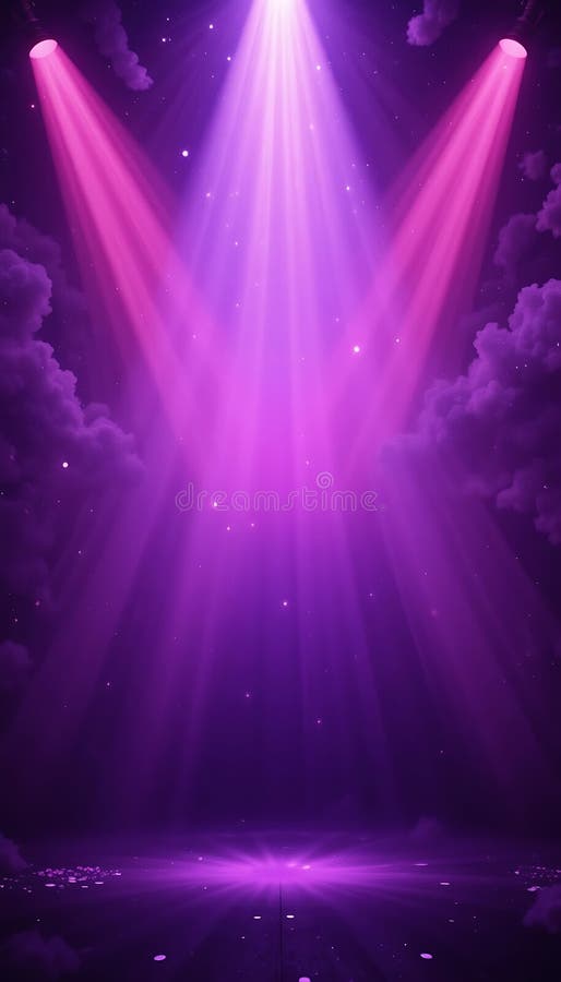 Dramatic Purple Stage Lighting with Cloud Background and Cosmic Effect ...