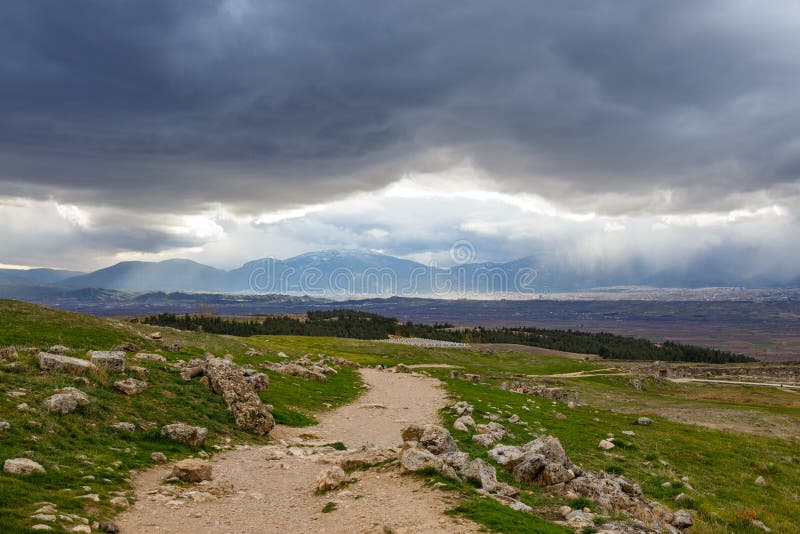 Dramatic Rain Storm Over the Land Stock Photo - Image of rain, cloudy ...