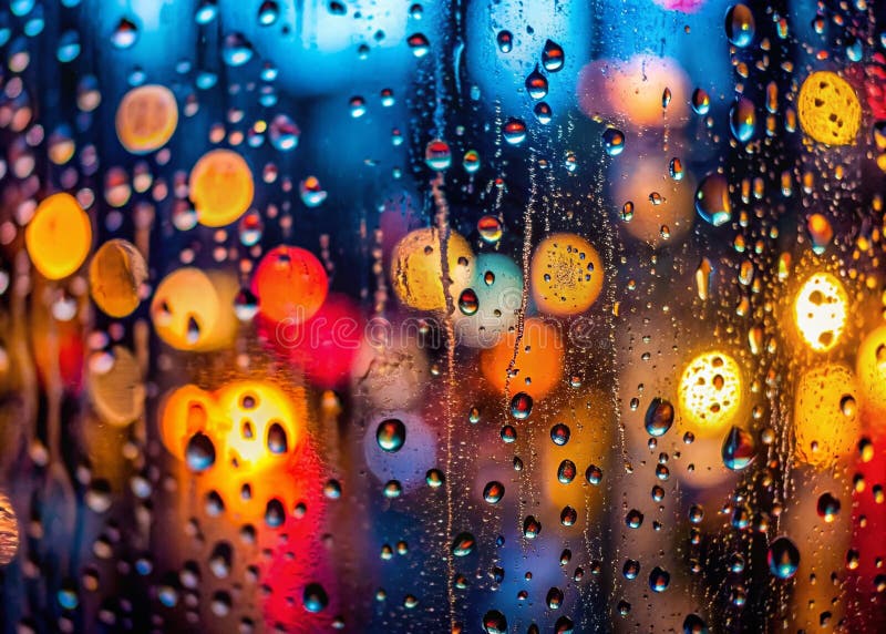 Dramatic Raindrops on Windowpane a Captivating Portrait Evoking Mood ...