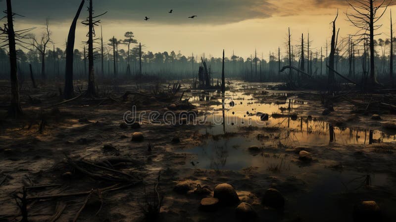 Dramatic Recovery of Estuary after Forest Fire Devastation Stock ...