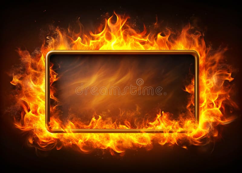 Dramatic Rectangle Fire Frame Against a Dark Background a Stock Photo ...