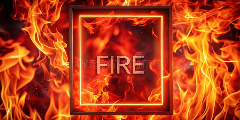 Dramatic Rectangular Metal Frame Emblazoned with Intense Flames a ...