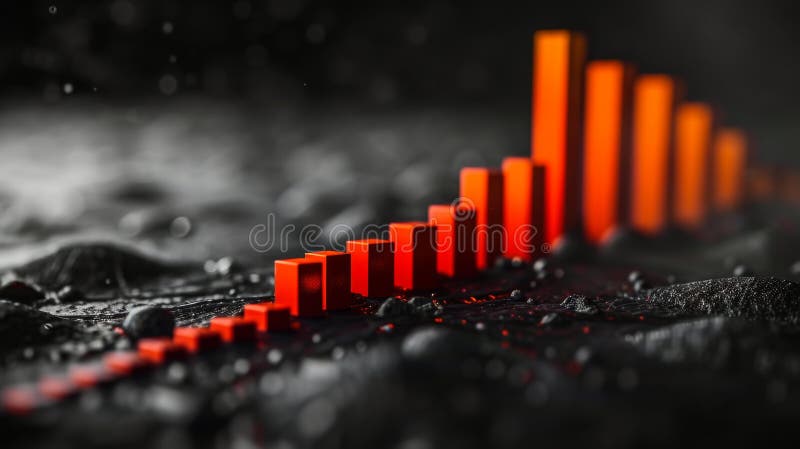 Dramatic Red Bar Chart on a Dark Wet Surface Stock Image - Image of ...