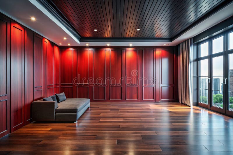 Dramatic Red and Black Wood Paneling Interior Design Concept a Bold ...