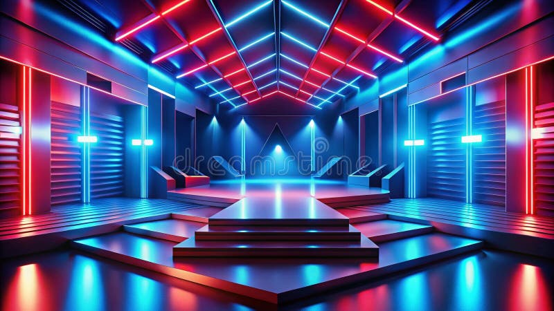 Dramatic Red and Blue Spotlight Design on an Abstract Stage ...