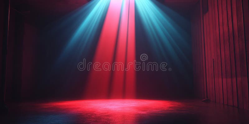 Dramatic Red and Blue Stage Lighting Illuminating an Empty Performance ...