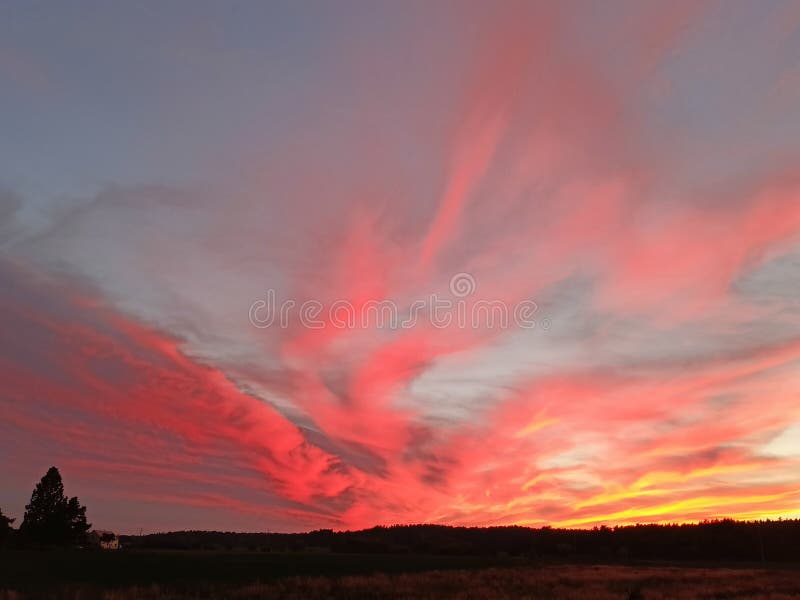 Dramatic Red Clouds on the Evening Sky at Sunset Stock Photo - Image of ...