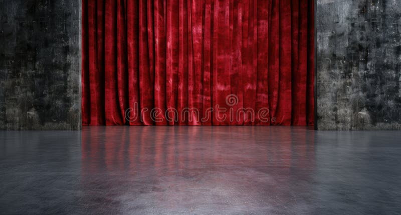 Dramatic Red Curtain Stage Backdrop Stock Illustration - Illustration ...