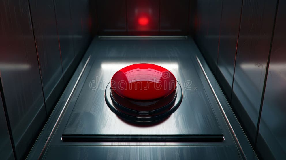 Dramatic Red Emergency Button in a Metallic Elevator. Generative Ai ...