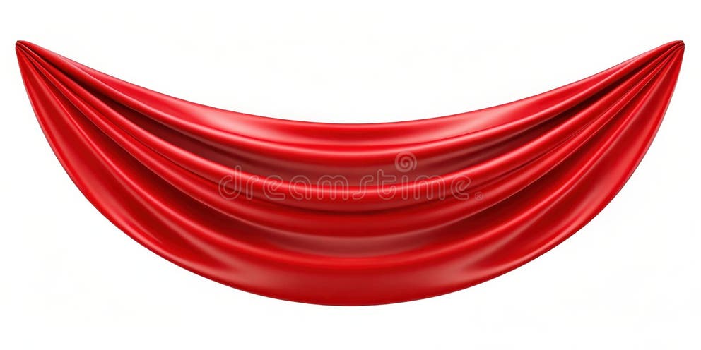Dramatic Red Fabric Drape, Elegant Swooping Curve, Isolated on White ...