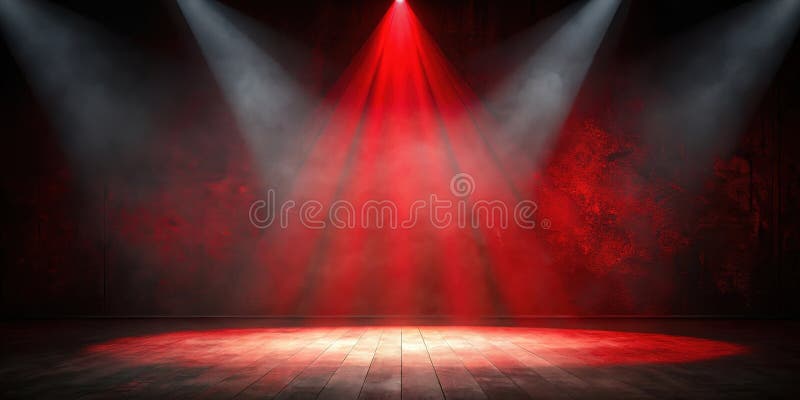Dramatic Red Lighting on Empty Stage with Wooden Floor. Generative AI ...