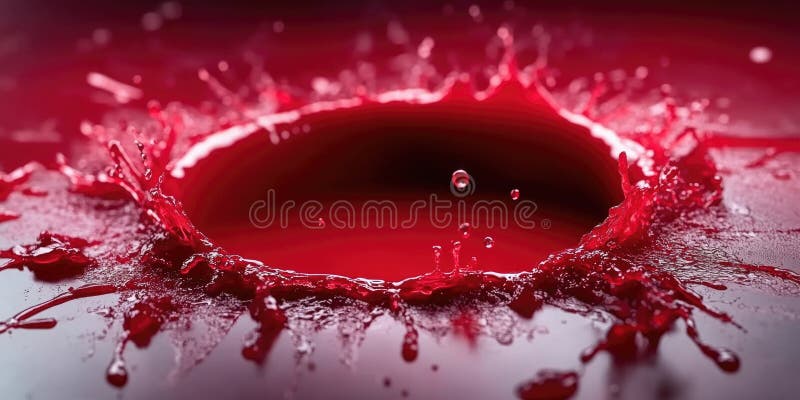 Dramatic Red Liquid Splash Creating Dynamic Circular Wave Pattern Stock ...