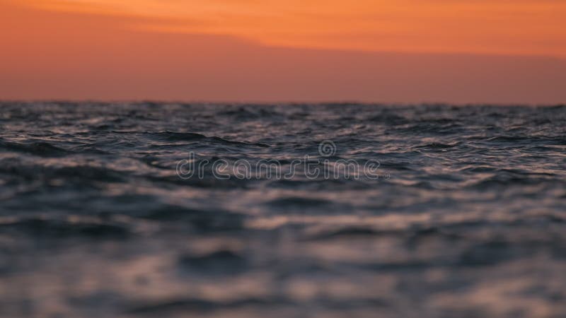 Dramatic Red Ocean Waves at Sunset with Soft Evening Sea Dark Water ...