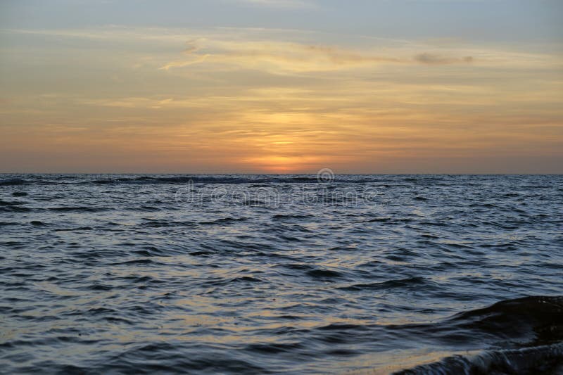Dramatic Red Ocean Waves at Sunset with Soft Evening Sea Dark Water ...