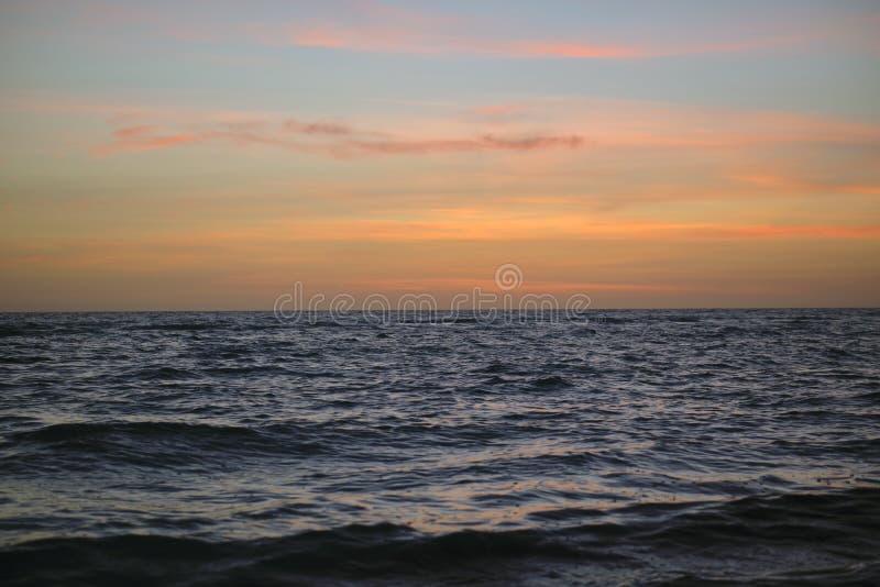 Dramatic Red Ocean Waves at Sunset with Soft Evening Sea Dark Water ...