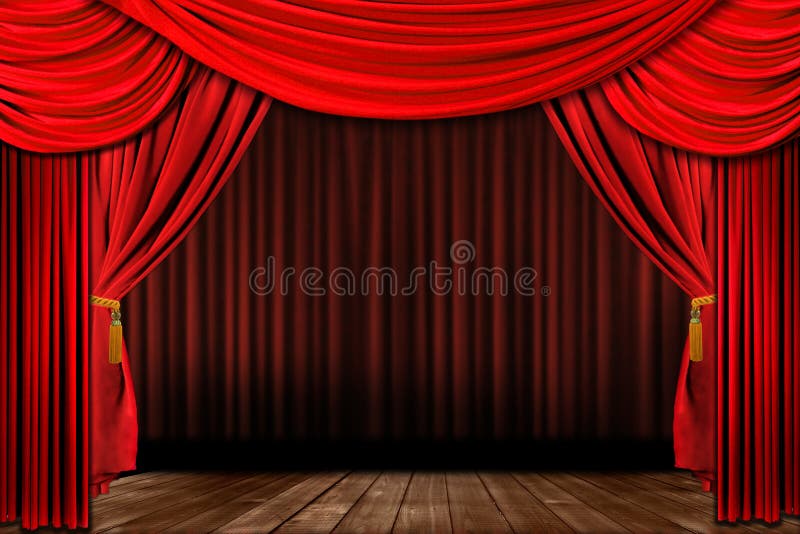 Dramatic Red Old Fashioned Elegant Theater Stage Stock Illustration ...