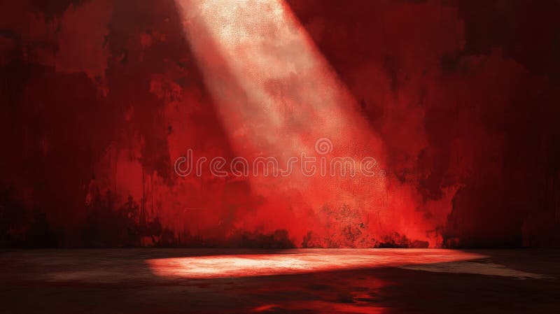 Dramatic Red Room with Spotlight and Grunge Texture Stock Illustration ...