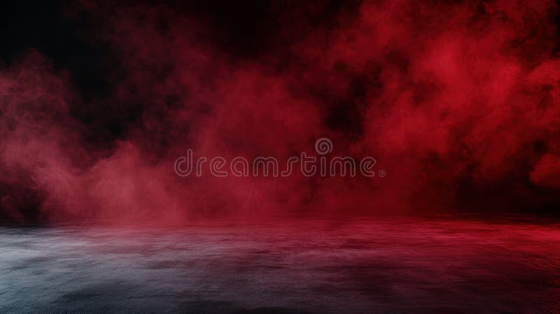 Dramatic Red Smoke Over Dark Ground with Mysterious Atmosphere Stock ...