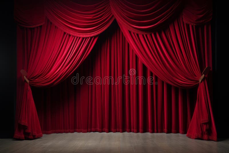 Dramatic Red Stage Curtains. Generate Ai Stock Illustration ...