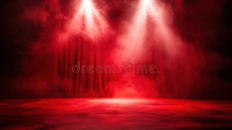 Dramatic Red Stage with Curtains and Spotlight Illumination in Theater ...