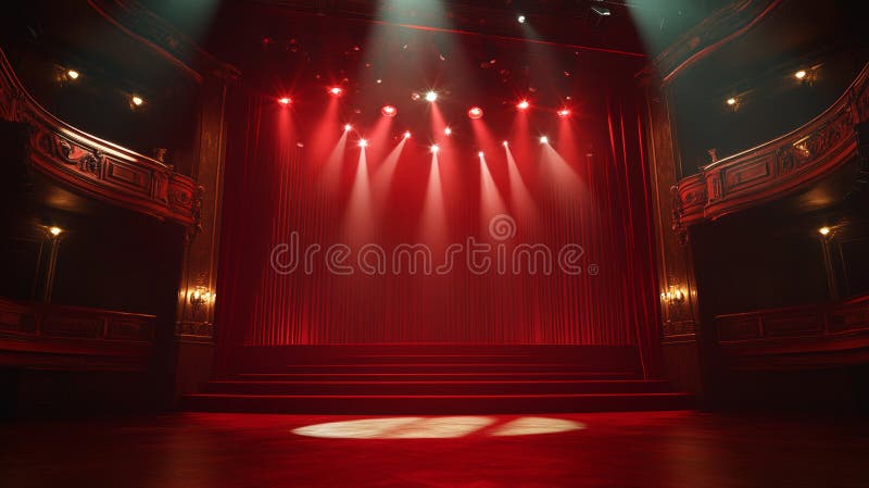 Dramatic Red Stage Lighting Elegant Theater Backdrop Performance ...