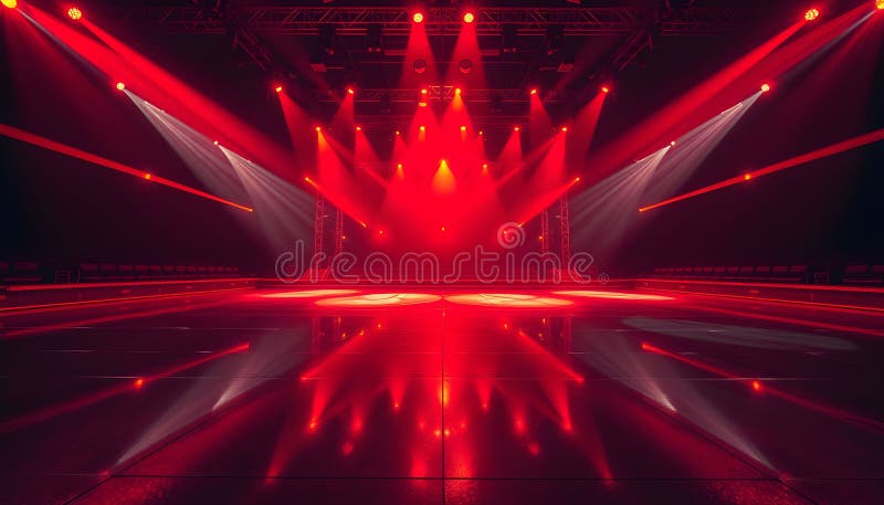 Dramatic Red Stage Lighting in a Theatrical Performance Setting Stock ...