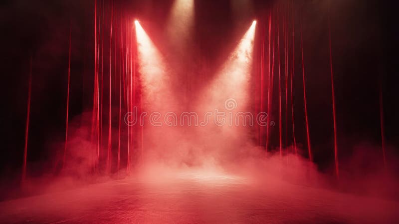 Dramatic Red Stage Lights and Curtain with Mysterious Smoke Effect ...