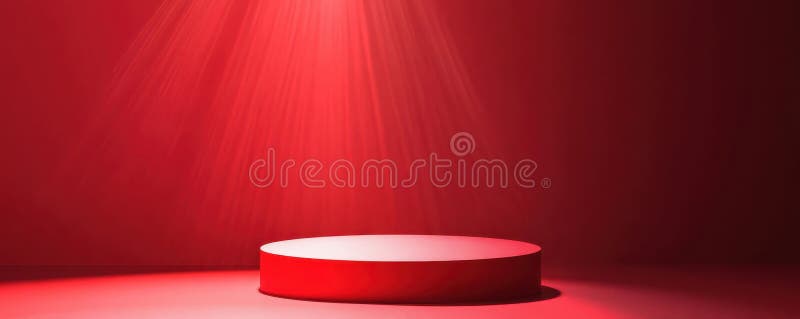 Dramatic Red Stage with Spotlight Highlighting Circular Steps in a ...