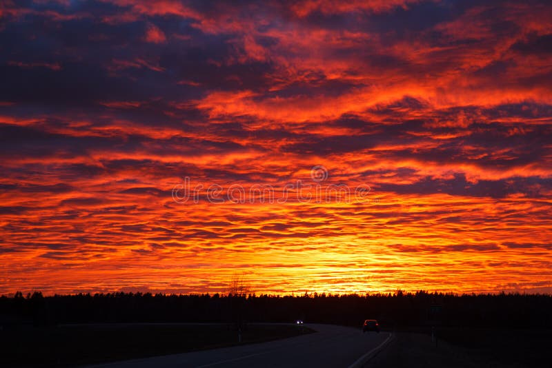 Dramatic red sunset stock image. Image of landscape - 113757407