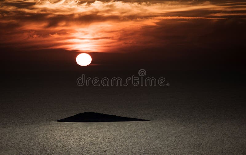Dramatic Red Sunset in Primosten Stock Image - Image of nature ...