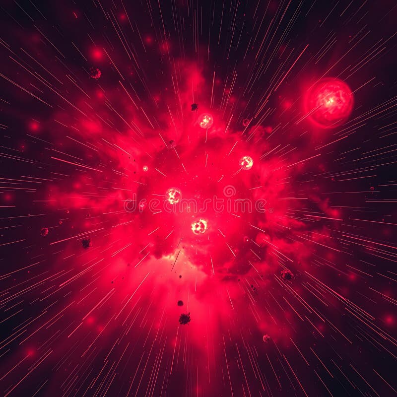 A Dramatic Red Supernova Explosion with Energy Ripples Expanding ...