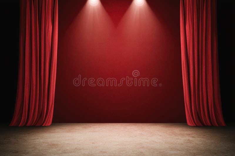 Dramatic Red Theater Curtain Stage Backdrop Stock Illustration ...