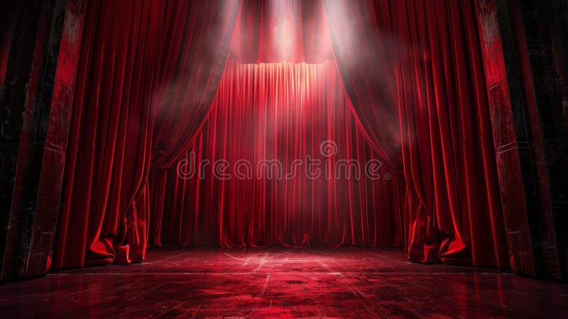 Dramatic Red Theatre Curtains on Stage Stock Photo - Image of curtains ...