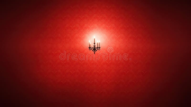 Dramatic Red Wall Illuminated by an Elegant Chandelier, Stunning ...