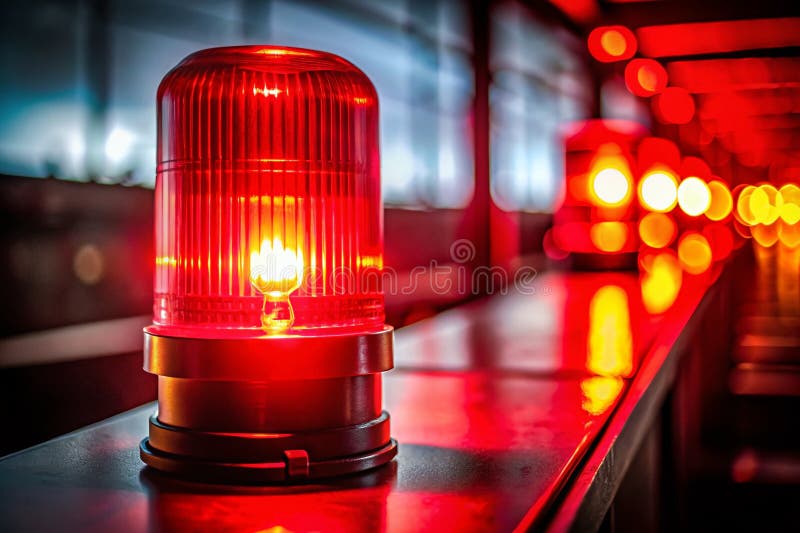 Dramatic Red Warning Light Illuminates the Night a Powerful Visual for ...