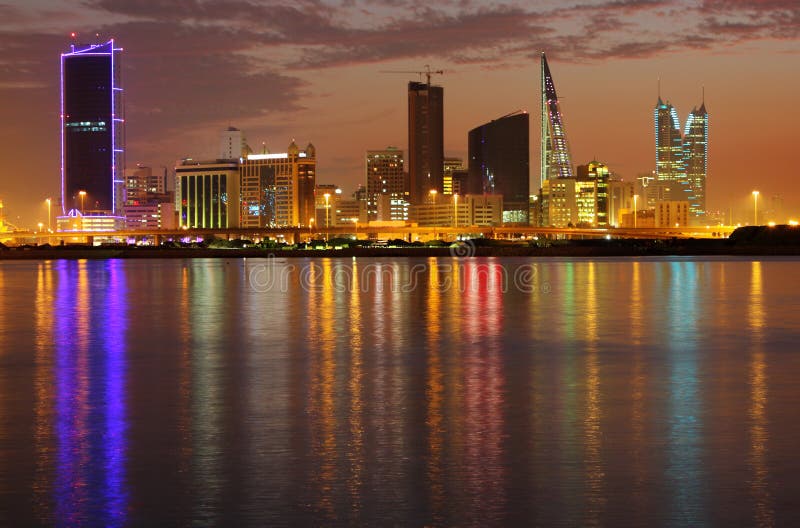 Dramatic Reflection of Light of Bahrain Higrise, H Stock Image - Image ...